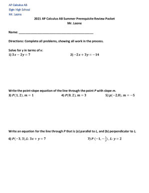 Fillable Online AP Calculus ABIntroduction and Summer Review Packet ...