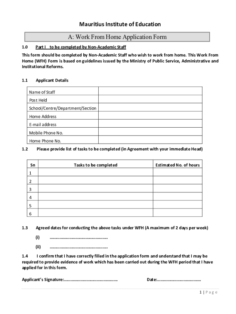 Fillable Online Work From Home Application Form Fax Email Print - pdfFiller