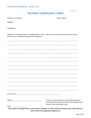 Fillable Online Complaints Form.pdf - Riverport Medical Practice Fax ...