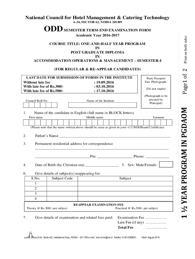 Fillable Online marks verification form - national council for hotel ...