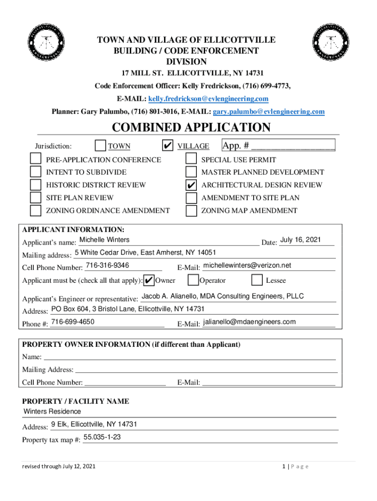 Fillable Online ZONING PERMIT APPLICATION - Village of Ellicottville Fax Email Print - pdfFiller