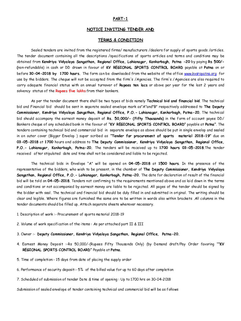 Fillable Online Tender Notice Definition: 319 SamplesLaw Insider Fax ...