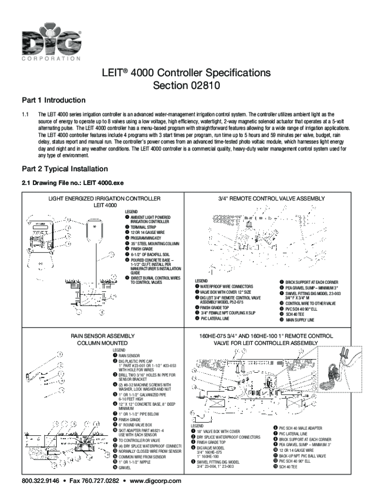 Fillable Online LEIT X and XRC Controller Specifications Section 02810 ...