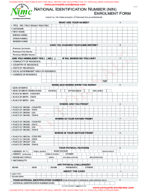 Fillable Online Nin enrolment form: Fill out & sign online - DocHub Fax ...