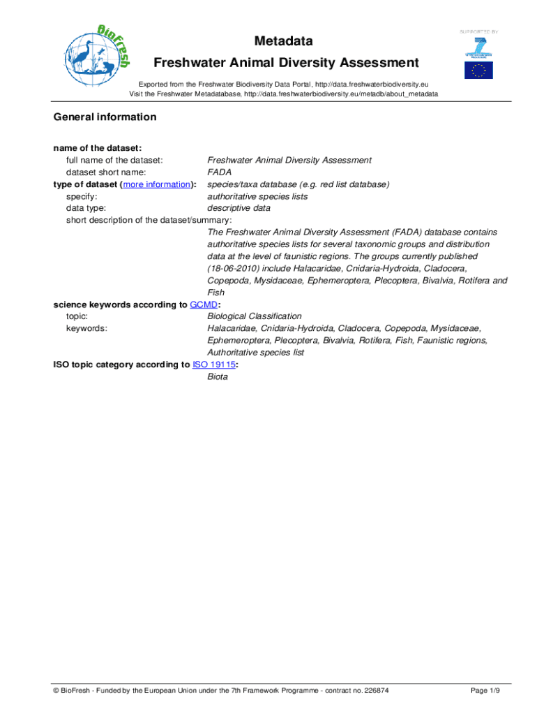 Fillable Online data freshwaterbiodiversity Freshwater Animal Diversity ...