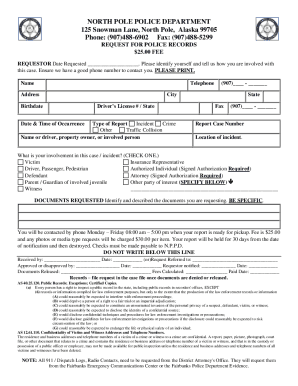 Fillable Online Forms/DocumentsCity of North Pole Police Department Fax ...