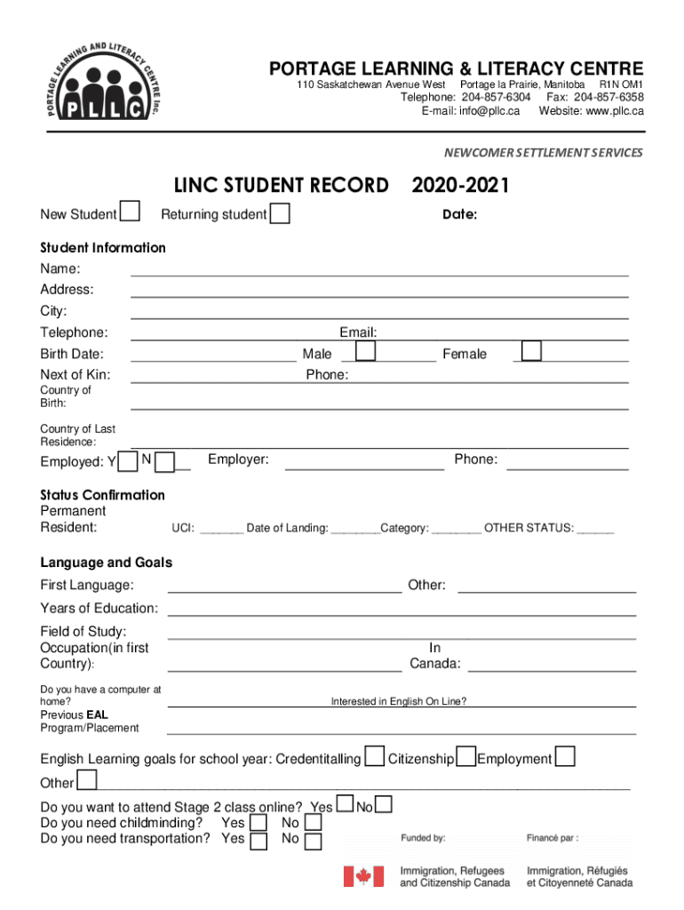 Fillable Online Portage Learning and Literacy CentreManitoba Institute ...