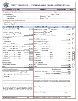 Fillable Online instructions for completing travel request/expense form ...