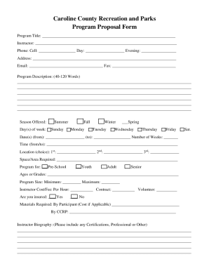 Fillable Online New Program Proposal Form - Caroline County Agency - Formalu Fax Email Print ...