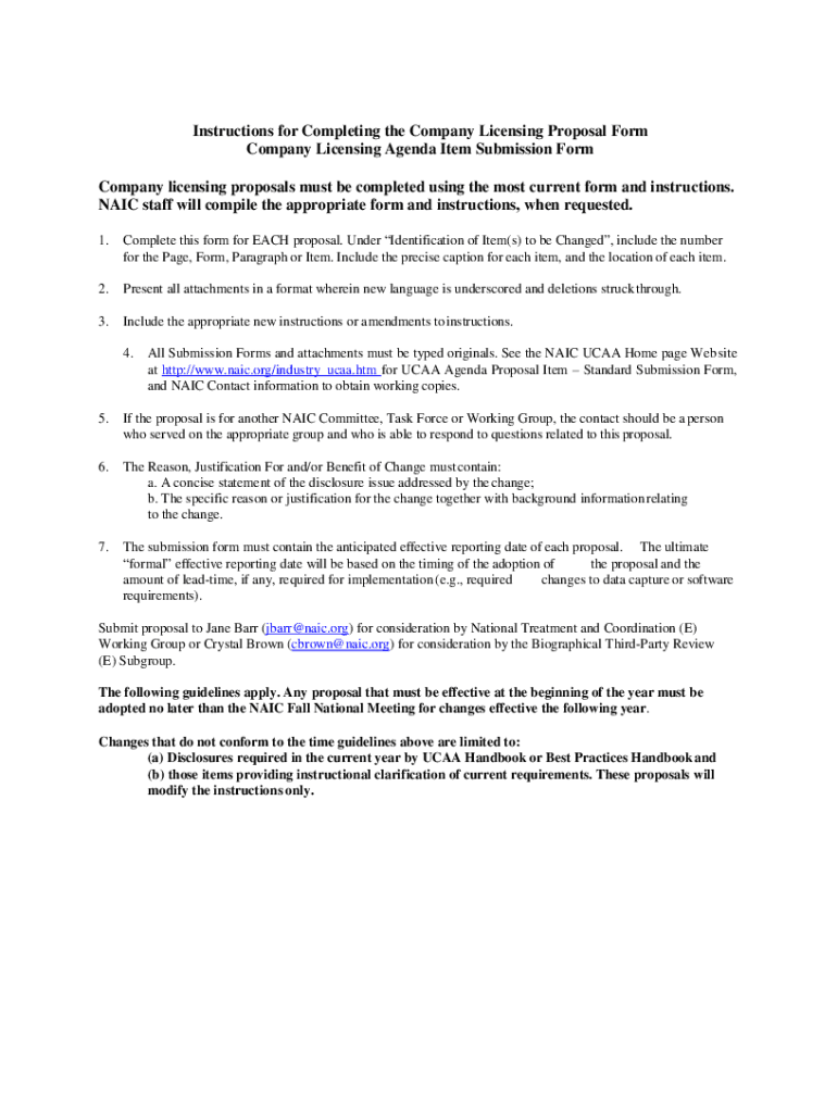 Fillable Online Instructions for Completing the Company Licensing ...