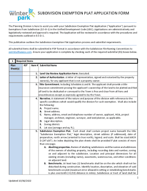 Fillable Online SUBDIVISION EXEMPTION PLAT APPLICATION FORM Fax Email Print - pdfFiller