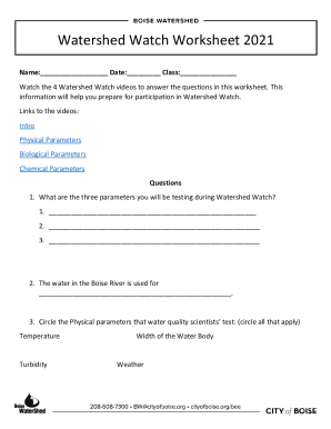 Fillable Online Watershed Watch Worksheet Fax Email Print - pdfFiller