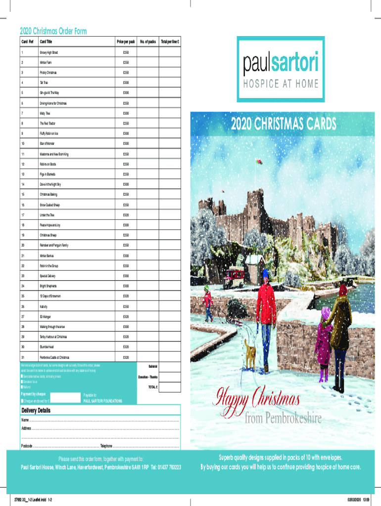 Fillable Online 2020 Christmas Order Form Fax Email Print - pdfFiller