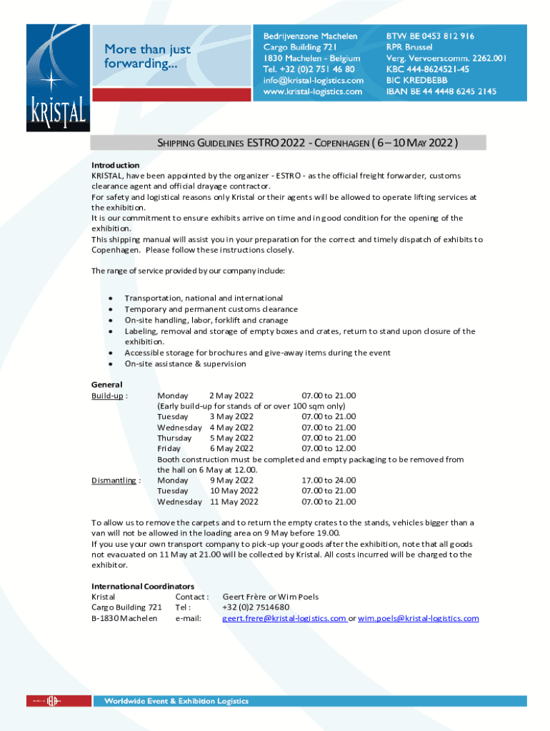 Fillable Online Exhibitor's Manual Technical Rules and Regulations - ESTRO Fax Email Print ...
