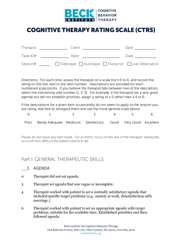 Cognitive Therapy Rating Scale - Fill Online, Printable, Fillable ...