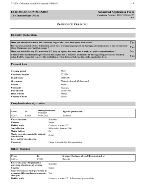 Fillable Online EUROPEAN COMMISSION Submitted Application Form Yes ... Fax Email Print - pdfFiller
