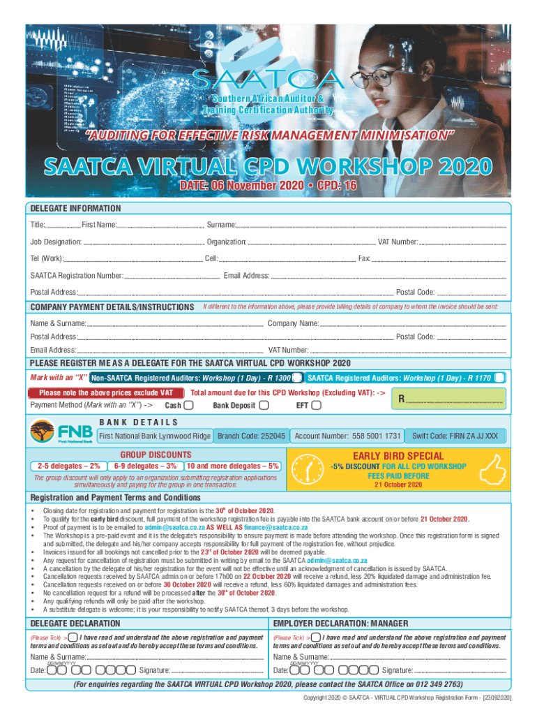 Fillable Online SAATCA Virtual Worlshop Registration Form Fax Email Print - pdfFiller