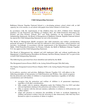 Fillable Online 1Page Child Safeguarding Statement Ballinteer Educate ...