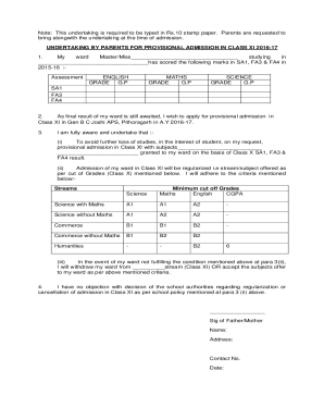 Fillable Online Undertaking Form - Pithoragarh - Gen BC Joshi APS Fax ...