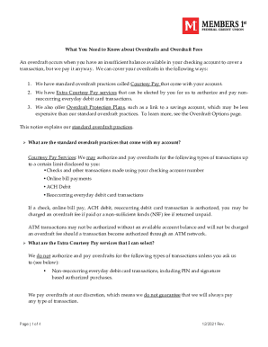 Fillable Online What You Need to Know about Overdrafts & Fees- Opt out ...