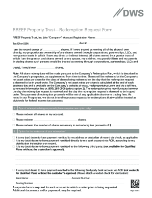 Fillable Online DWS Form RPT-RRFORM. Redemption Request Form Fax Email ...