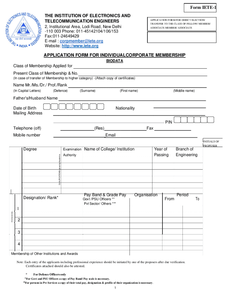 Fillable Online Form Iete 2 Signature Of The Candidate To Fax Email Print Pdffiller