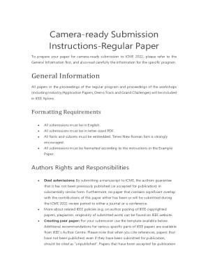 Fillable Online Camera-ready Submission Instructions-Regular Paper Fax Email Print - pdfFiller