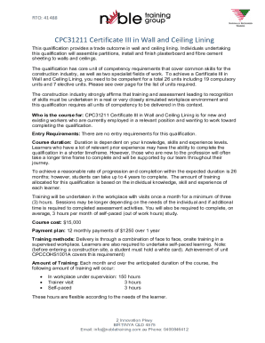 Fillable Online CPC31211 - Certificate III in Wall and Ceiling Lining ...