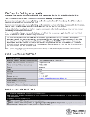 Fillable Online DA Form 1 - Development application details - Index of ...