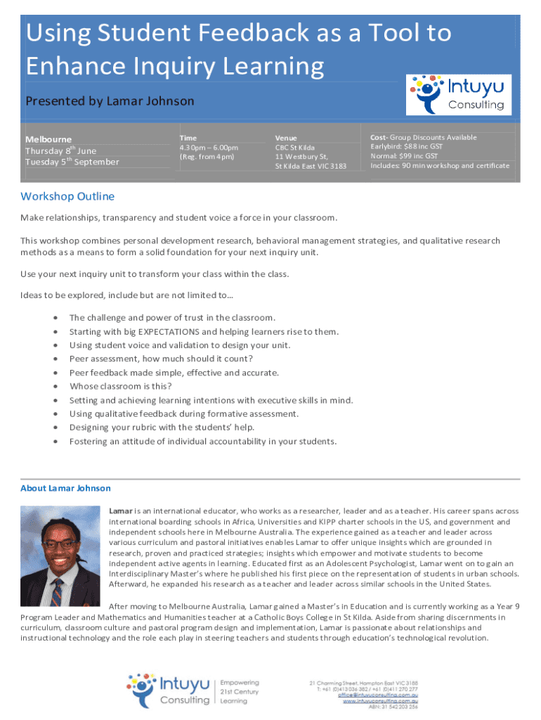 Fillable Online Using Student Feedback as a Tool to Enhance Inquiry ...