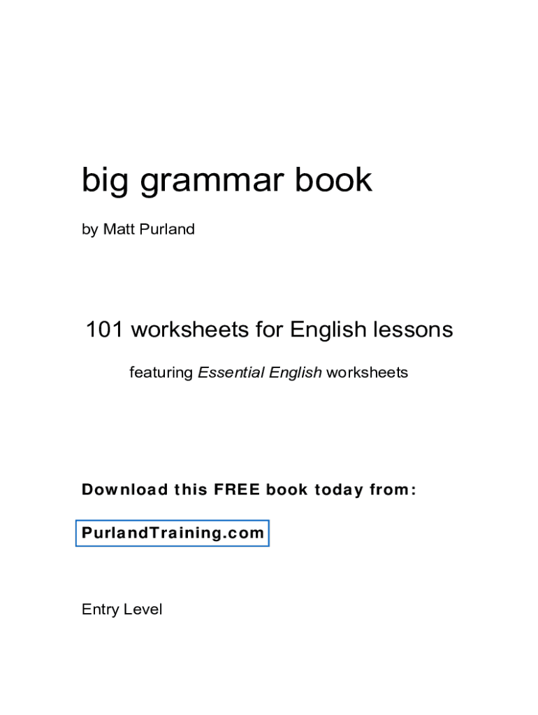 Fillable Online Big Grammar Book: 101 Worksheets for English Lessons ...