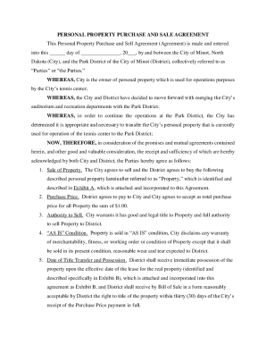 Fillable Online PERSONAL PROPERTY PURCHASE AND SALE AGREEMENT ... Fax ...