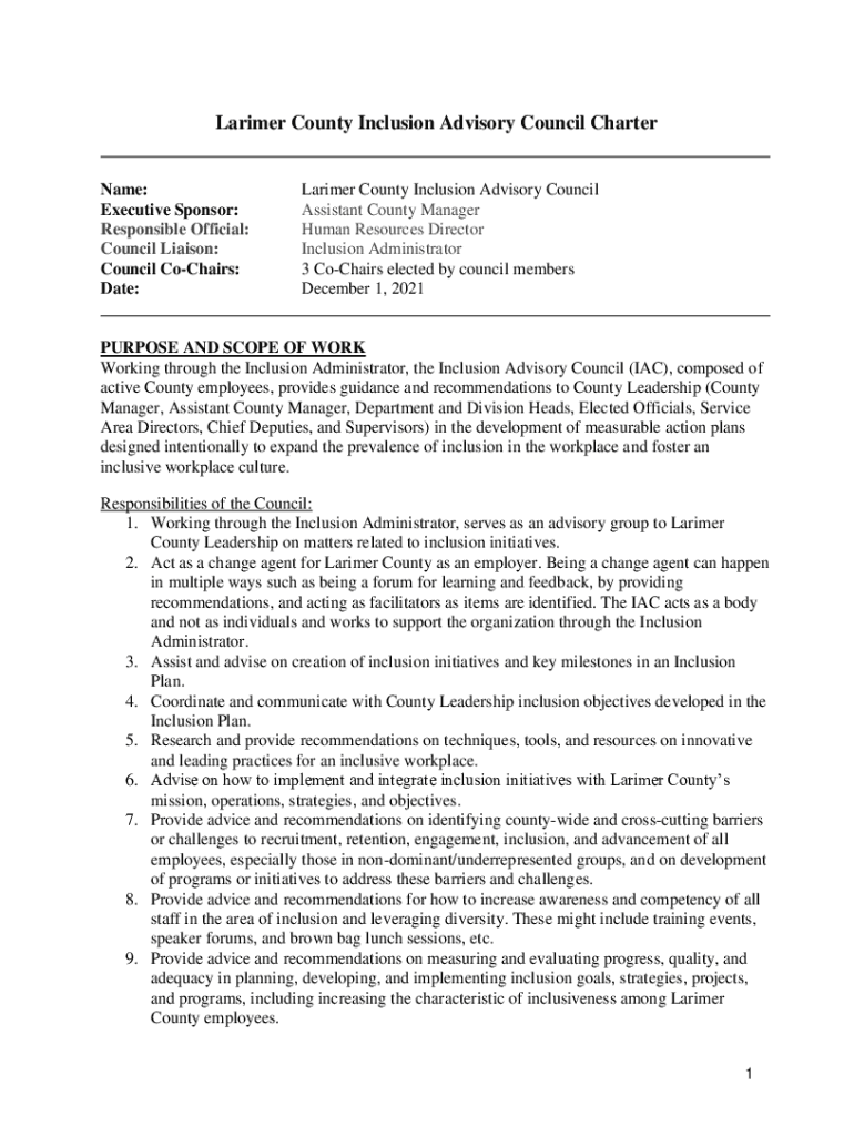 Fillable Online Equity, Diversity and Inclusion Advisory Board - Larimer County Fax Email Print ...
