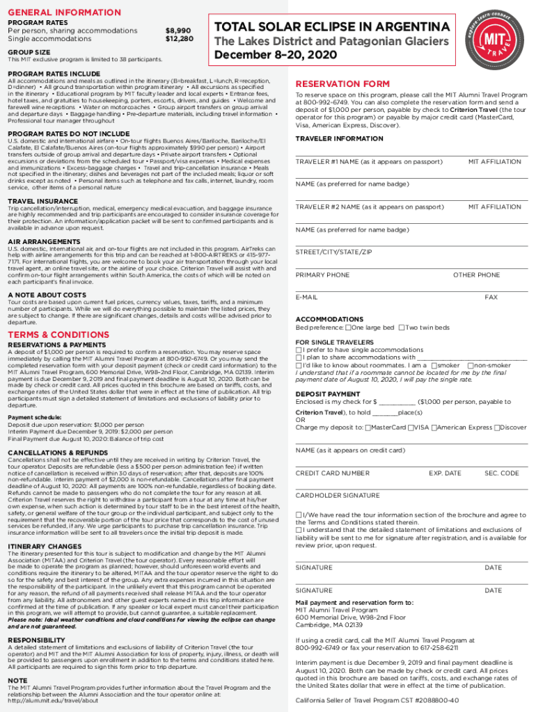 Fillable Online alum mit TOTAL SOLAR ECLIPSE IN ARGENTINA - MIT Alumni Association Fax Email ...