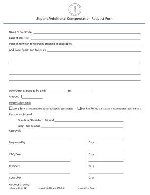Fillable Online Stipend/Additional Compensation Request Form Fax Email ...