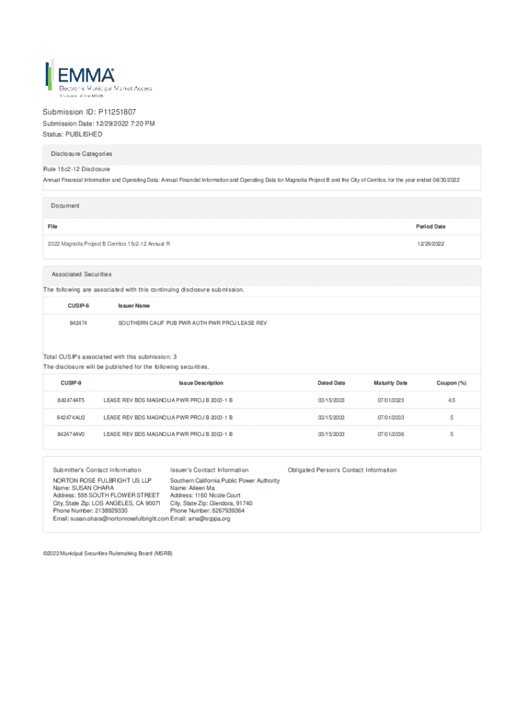 Fillable Online SEC Rule 15c2-12: Continuing Disclosure Fax Email Print ...