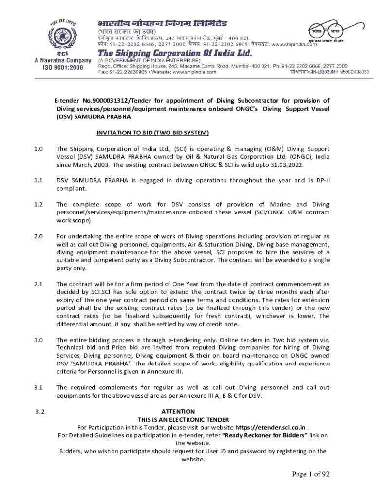 Fillable Online E-tender No Fax Email Print - pdfFiller