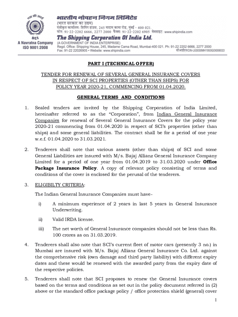 Fillable Online GENERAL INSTRUCTIONS TO TENDERERS Fax Email Print ...