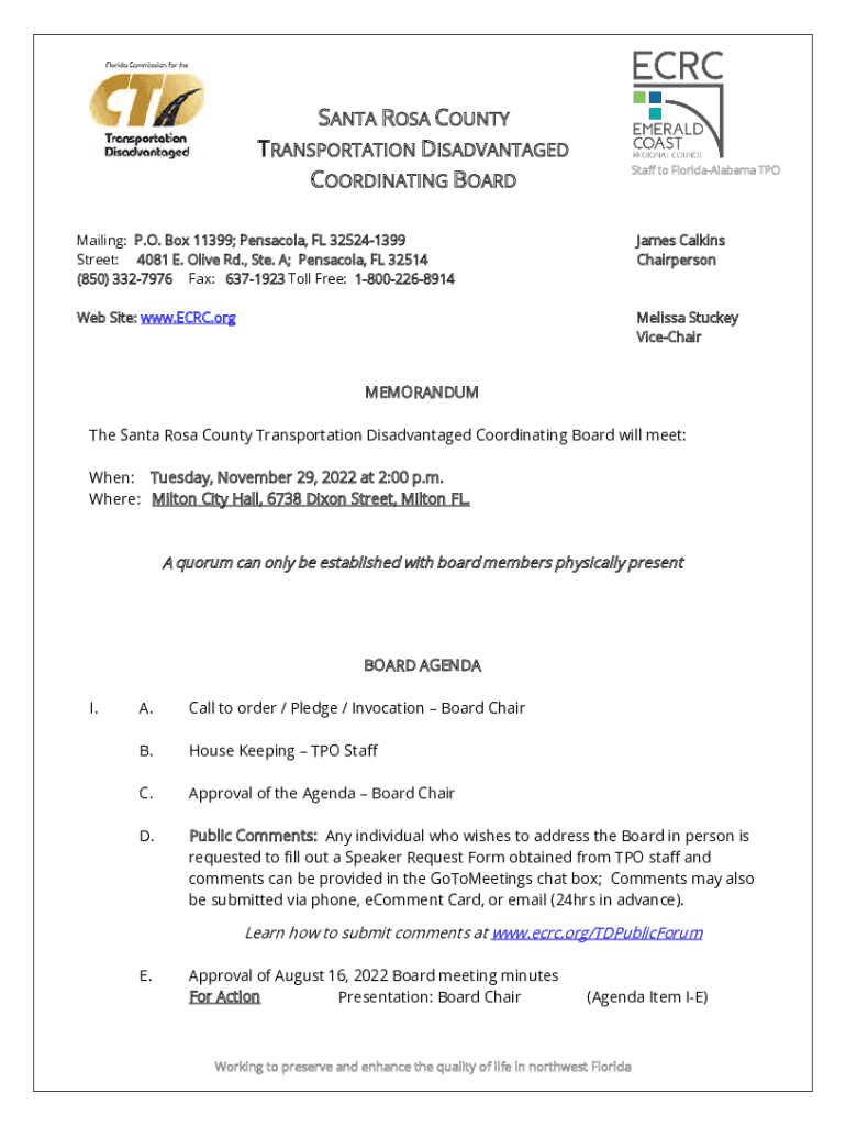 Fillable Online Escambia TD - Welcome to Emerald Coast Regional Council, FL Fax Email Print ...