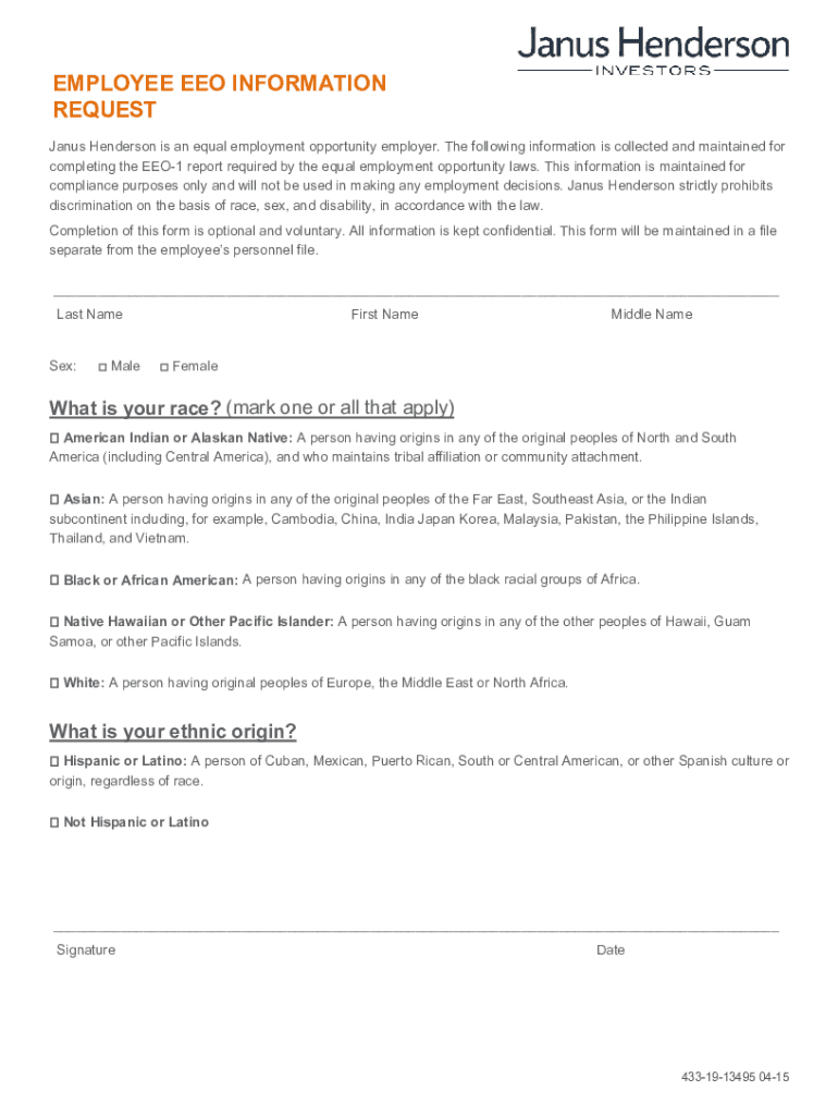 Fillable Online employee eeo information request - Janus Henderson ...