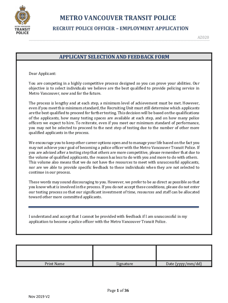 Fillable Online APPLICANT SELECTION AND FEEDBACK FORM Fax Email Print ...