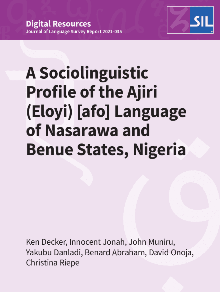 Fillable Online A Sociolinguistic Profile of the Ajiri (Eloyi) afo ...