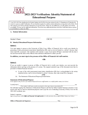 Fillable Online 2022-2023 Verification: Identity/Statement of ...