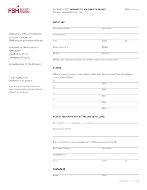 Fillable Online FSH Society Therapeutics Project Pledge Form. FSH ...