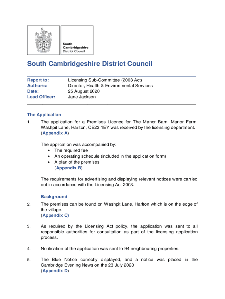 Fillable Online scambs moderngov co Licensing - South Cambs District ...