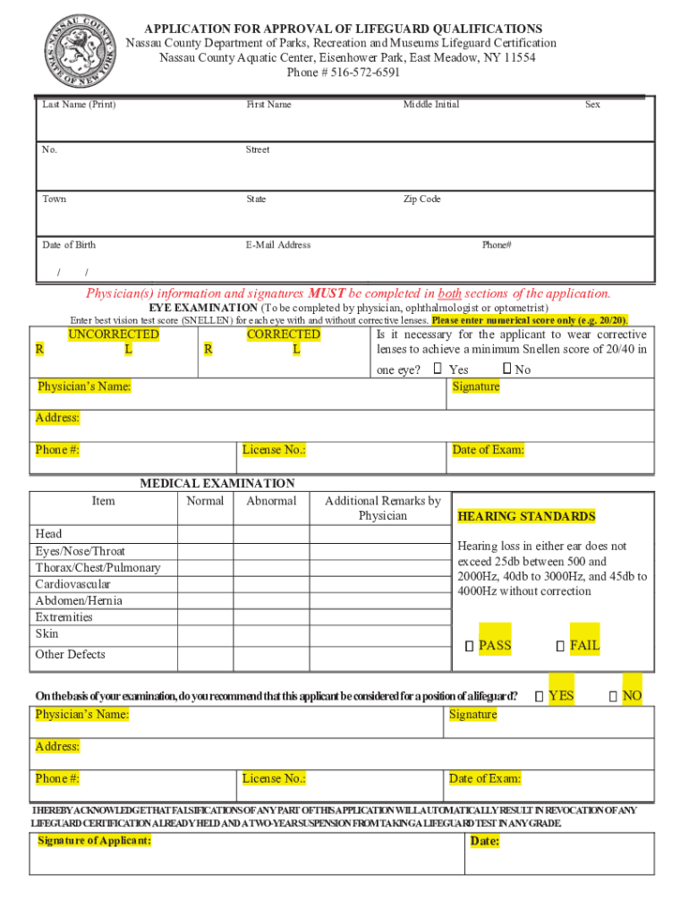 Fillable Online Lifeguard Qualifications Approval PDF Form - FormsPal ...