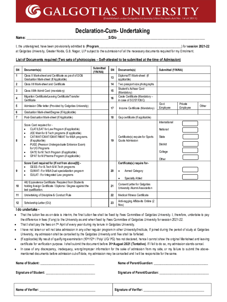 Fillable Online Declaration-Cum-Undertaking (1).docx Fax Email Print - pdfFiller