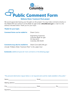 Fillable Online Water-Treatment-Plant-comment-form-1.pdf Fax Email ...