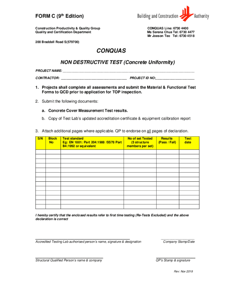 Fillable Online FORM C - CONQUAS Fax Email Print - pdfFiller