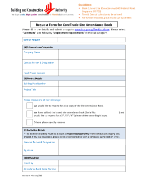 Fillable Online Request form for CoreTrade Site Attendance Book V9 Fax ...